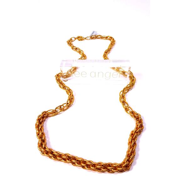 Neiman Marcus | Jewelry | Neiman Marcus Lee Angel Womens Gold Oval Double Link Long Necklace Nwt ...